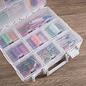 Joelver Maker Sewing Storage Oraganizer with 16 Detachable boxes, Double side Organizer case for LOL suprise dolls,Wheels Car, for Matchbox Cars, for Mini Toys，thread organizer，screw,notion storage