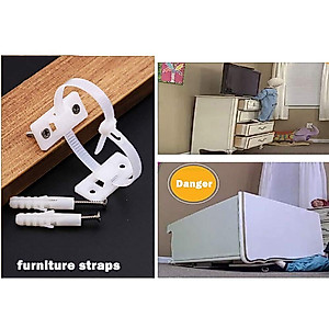 Furniture Straps (10 Pack) Wall Anchors Anti Tip Furniture Kit Furniture Wall Straps, Furniture Anchors for Baby Proofing Safety, Adjustable Nylon Straps Earthquake Resistant