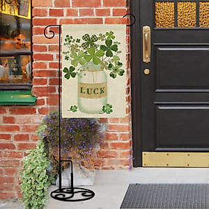 St Patrick's Day Garden Flag Welcome Gnome Garden Flag Vertical Double Sided, Gnomes Horseshoe Beer Shamrock Yard Outdoor Decoration 12x 18 Inch-L6