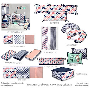 Bacati Aztec Emma Girls Fabric Memory/Memo Photo Bulletin Board, Coral/Mint/Navy