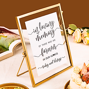 Calculs Wedding Memorial Table Sign | 10x8 inch Clear Floating Picture Frame with Removable Paper in Loving Memory Plaques Remembrance Art Table Decoration Gold
