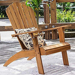 Cambridge Casual Lakeside Oversized Patio Adirondack Chair with Cup Holder, Natural Teak, Set of 2