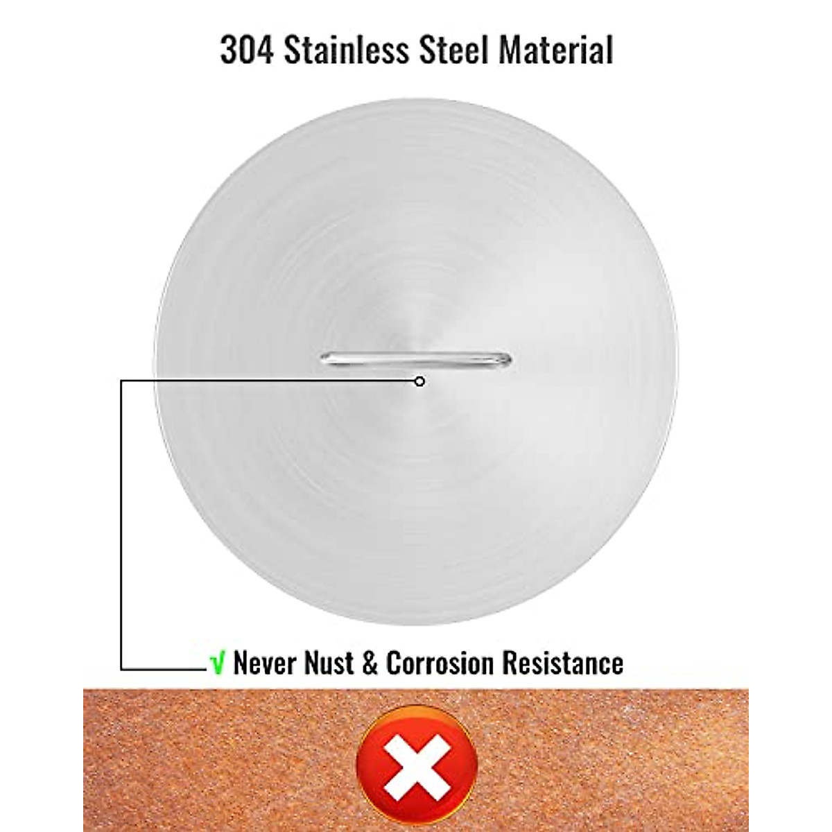 304 Stainless Steel Fire Pit Lid Fit for Solo Stove Bonfire 19.5" Fire Pit, Round Cover with Heat Resistant Handle, Outdoor Fire Pits Wood Burning and Camping Accessories