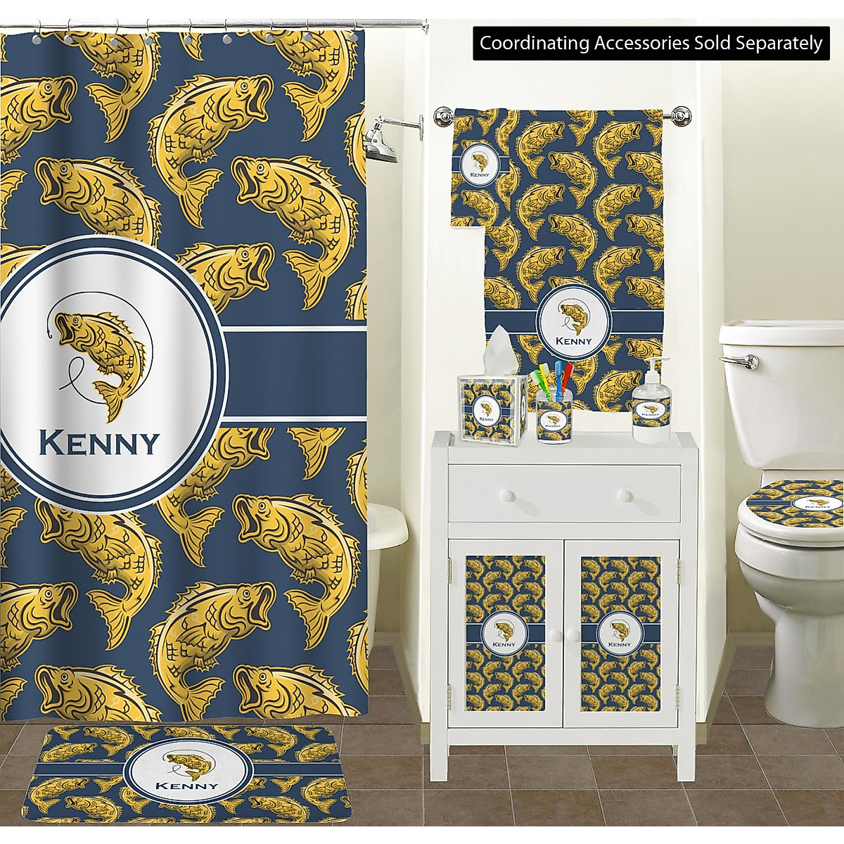 RNK Shops Personalized Fish Waste Basket - Single Sided (Black)