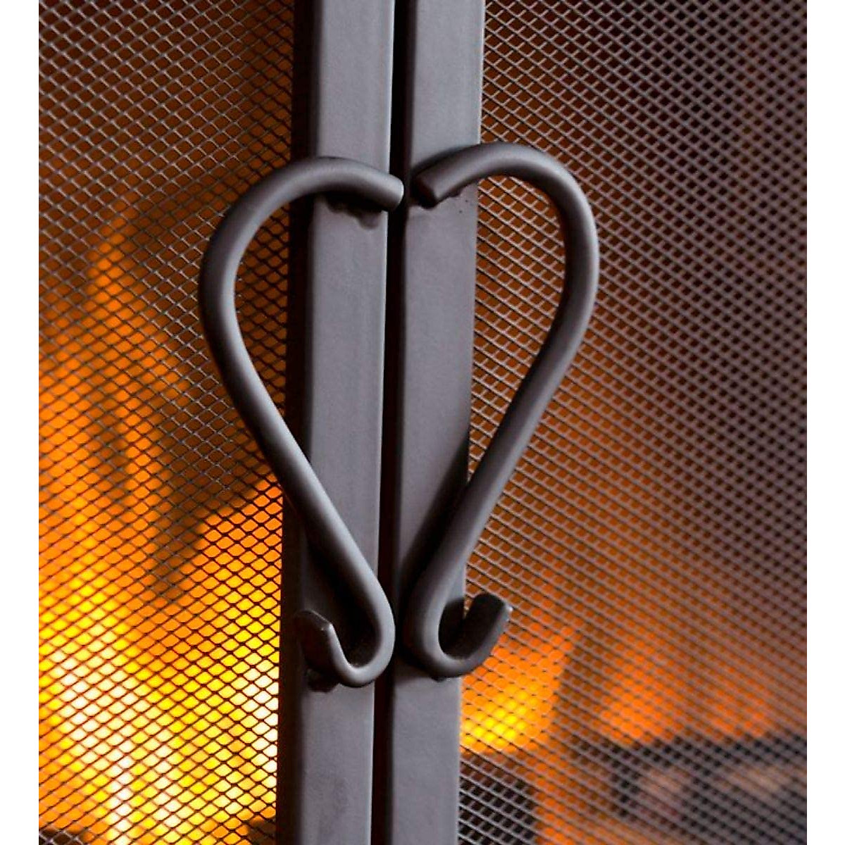 Plow & Hearth Metal Fireplace Screen Scrollwork Black | 38" W x 31½"H | 2 Door | Spark Guard Grate | Fire Place Cover | Wood Burning Stove Accessories