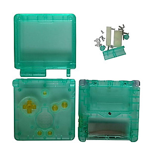 Meijunter Replacement Housing Shell Case for Gameboy Advance SP GBA SP Console, Transparent Clear Protective Cover with Glass Lens & Screwdriver Repair Kit