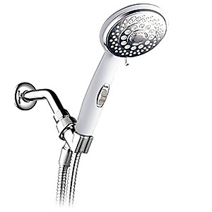 HotelSpa Designer White/Chrome-Face Spiral Handheld w/Patented ON/OFF Pause Switch