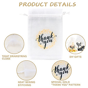 FPAKDH 50 Pieces Thank You Bags Sheer Organza Gift Bags Small Jewelry Present Bags with Drawstring 4 x 6 Mesh Wedding Party Favor Bags for Sachet Jewelry Candy Soap Makeup Party Favor Bags White