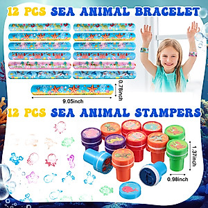 Capoda Under the Sea Party Favors Ocean Sea Animals Themed Party Dcorations Supplies, Bracelet Tattoo Sticker Stampers Keychain Ocean Goodie Bag Fillers for Birthday Rewards Gift(144 Pcs)