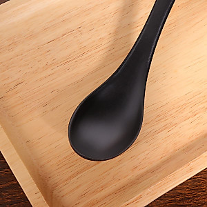 6PCS Asian Soup Spoons Chinese Soup Spoons Japanese Soup Spoons Spoons Rice Spoons Black Melamine Spoons Tableware for Ramen Wonton Dumpling Miso