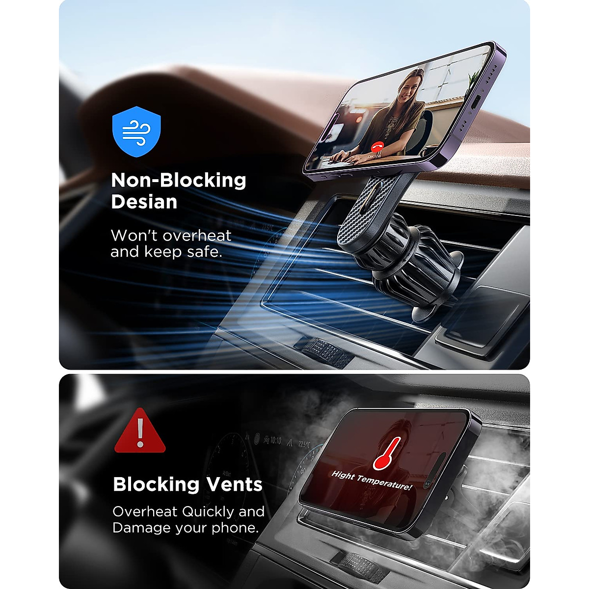 JOYROOM Fits for MagSafe Car Mount, [20 Strong Magnets] Magnetic Car Phone Holder Mount, [Easily Install&Never Blocking Vent] Magnetic Phone Mount for Car for iPhone 15 Pro Plus 14 13 12 MagSafe Case