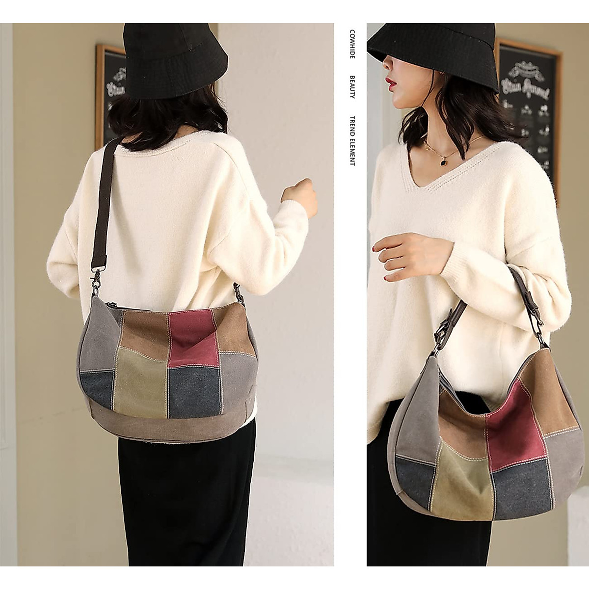 Chikencall Purse and Handbags for Women Canvas Hobo Bag Large Shoulder Bag Shopper Daily Crossbody Bag Travel Satchels