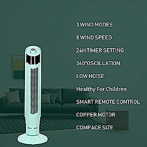 Antarctic Star Tower Fan 360°Oscillating Fan Quiet Cooling 24H Timer Remote Control Powerful Standing 8 Wind Speed 3 Wind Modes Bladeless Floor Fans Portable LED Display,Bedroom Office 40-Inch GREEN