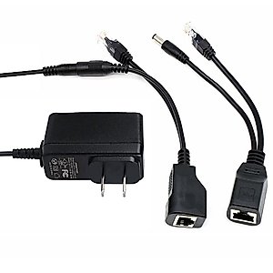 [UL Listed] iCreatin 12V Power Over ethernet PoE Injector and PoE Splitter kit, Extension Power for 12 Volt 12 watt Devices with 5.5x2.1 mm DC Jack