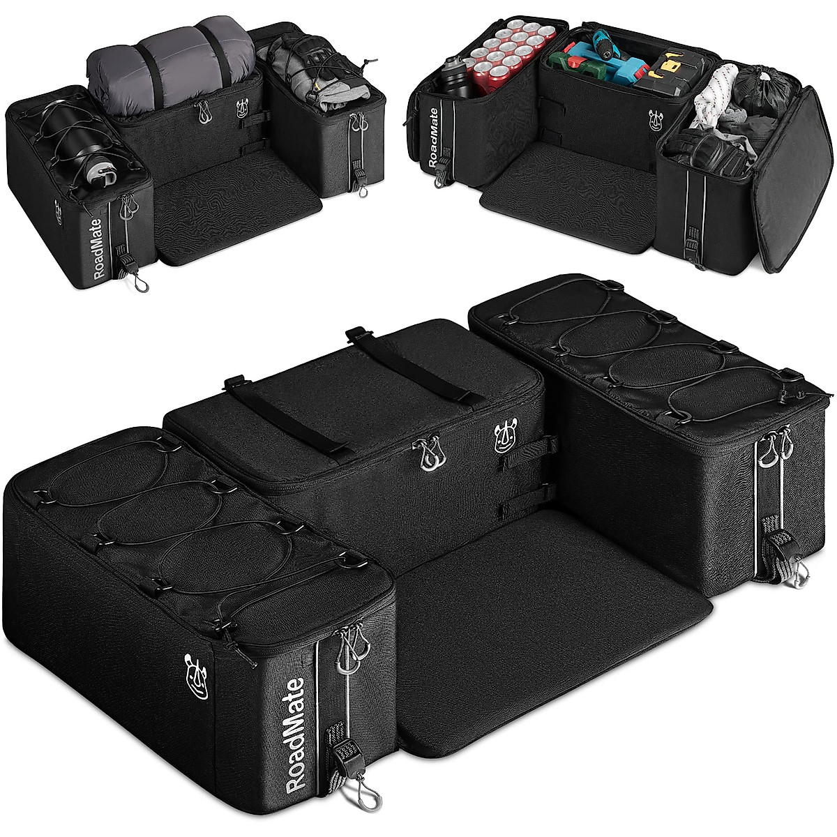 Rhino RoadMate Multi-Piece ATV Bag | Padded Reinforced ATV Storage Boxes | ATV Accessories Fitting Any ATV | ATV Storage and ATV Rear Seat | 3 ATV Bags 18x9x10.2 inches Each | Four Wheeler Accessories