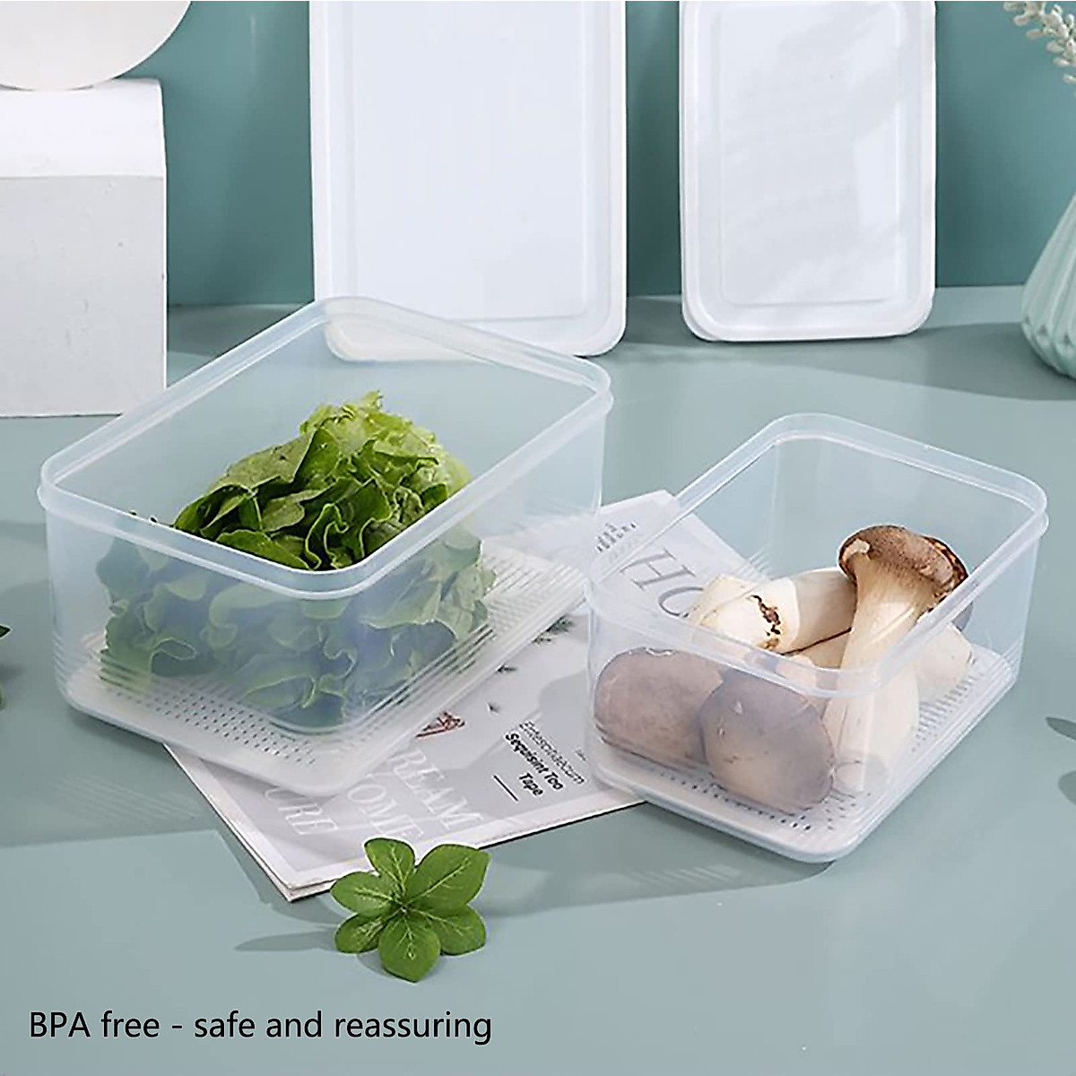 WonLiq 3 Piece Food Storage Containers with Airtight Lids, Stackable Kitchen Organizer Bin, BPA Free, Produce Saver Storage Container for Refrigerator