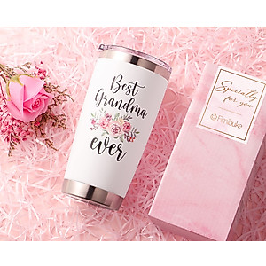 Fimibuke Best Grandma Gifts - 20 OZ Tumbler Mothers Day Gift for Grandma from Granddaughter, Grandson, Grandkid, Insulated Cup Funny Birthday Present Gift for Grandmother/Nana/New Grandma/Grandparents