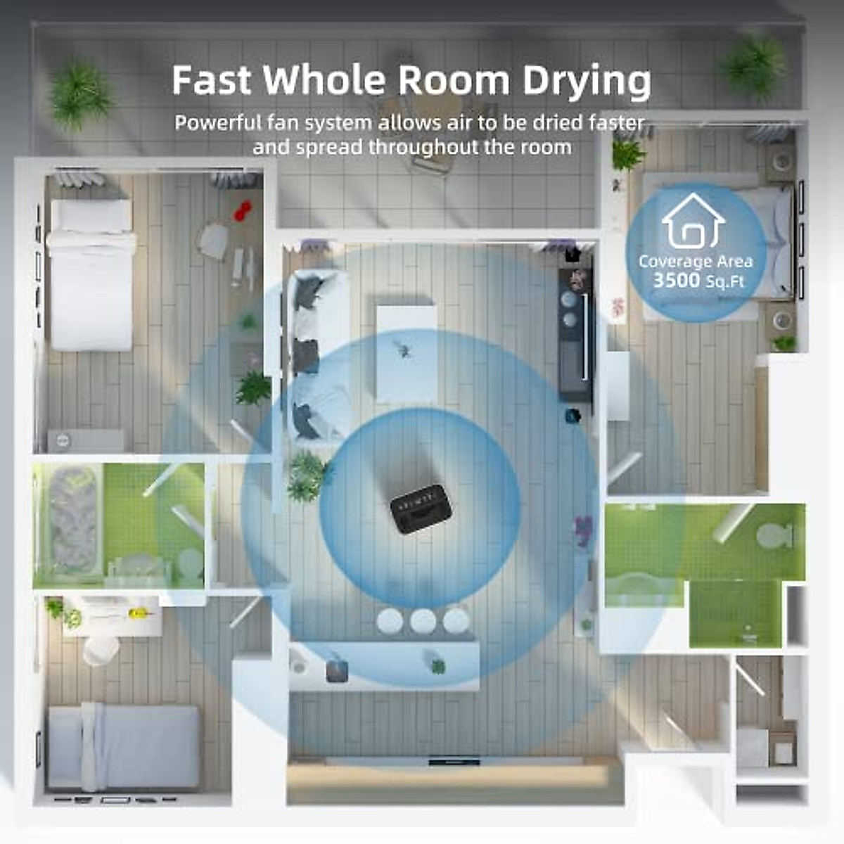 HOGARLABS 3500 Sq. Ft 50 Pint Energy Star Dehumidifier for Home Basements Bedroom Bathroom | Dehumidifiers with Drain Hose for Medium to Large Room | Intelligent Humidity Control | Quiet & Energy Efficient