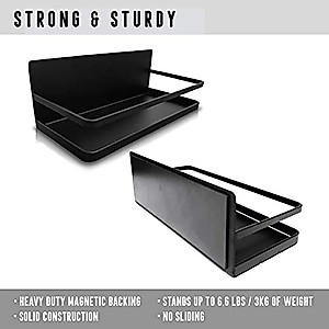 Magnetic Spice Rack for Refrigerator - Perfect Kitchen Organizer for Limited Counter Space - Super Strong Holds Up To 6.6 lbs (Black)1