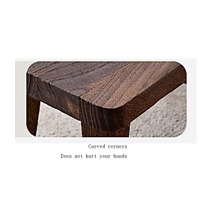 Tung wood step stool with non-slip rubber feet, small step stool for bedroom, kitchen and living room, load capacity up to 300 lbs, sturdy and durable, no assembly required