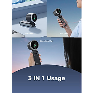 Diveblues Portable Handheld Turbo Fan, 5 Gear Wind, Battery Operated, Up to 12 Working Hours, 3 IN 1 Hand Fan with Air Turbo Tech Cooling Fan for Outdoor Activities, Travel, Working