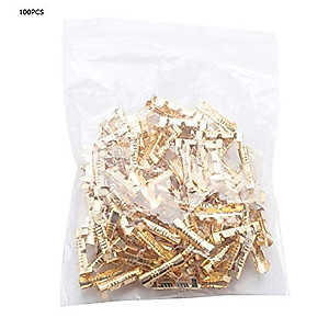 100 pcs Brass Connectors Kit, Male and Female Spade Quick Splice Quick Electric Wiring Butt Connector for for Car Audio Speaker AWG 22-14 Gauge