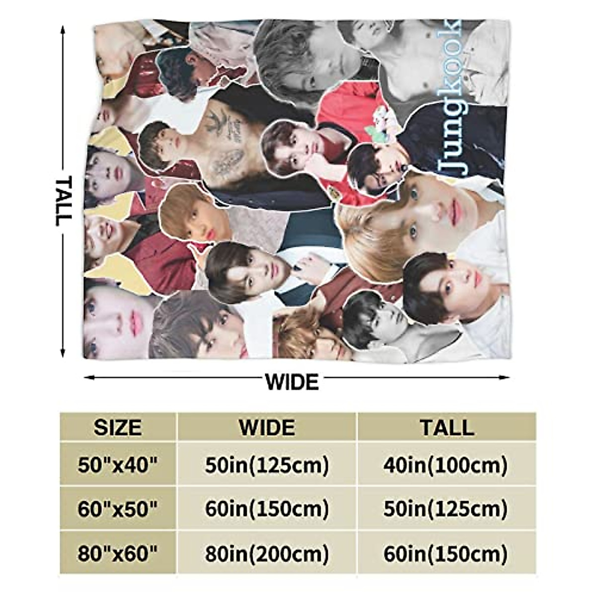 Blanket Jungkook Soft and Comfortable Warm Fleece Blanket for Sofa,Office Bed car Camp Couch Cozy Plush Throw Blankets Beach Blankets