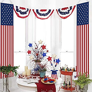 STMK 15 Pcs 4th of July Star Shaped Rattan Balls Decoration, 2.36 Inch Red White and Blue Star Shaped Wicker Balls for 4th of July Home Decor DIY Vase Bowl Filler Ornament Wedding Table Decoration