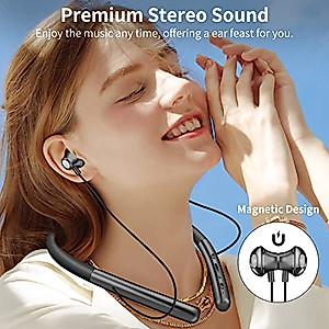 WESADN Bluetooth Headphones Neckband Wireless Earbuds Headset Noise Cancelling with Microphone 20H Playtime Sports Running Outdoor in Ear Headphones for iPhone Android, Black