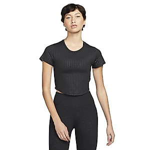 Nike Dri-FIT One Luxe Women's Slim Fit Printed Top (as1, Alpha, m, Regular, Regular, Black)