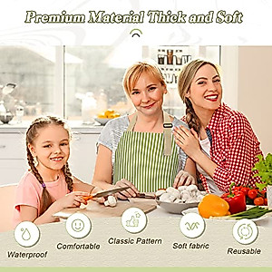 ATROPOS 2 Pack Aprons for Women with Pockets,Waterproof Cooking Aprons for Women,Adjustable Bib Apron Chef Aprons Painting Apron for Kitchen,Cooking,Baking,BBQ,Cleaning,Painting（Green/Blue Stripes）