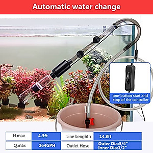 hygger Electric Fish Tank Gravel Cleaner Kit,Removable Water Changer,Sand Washer Filter,Automatic Change Water,Aquarium Cleaning Tool Set,Remove Dirt, Change Water, Wash Sand,Water Circulation 18W