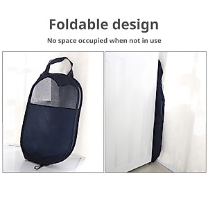 jyibinee Foldable Laundry Basket, Foldable Large Capacity Clothes Storage Basket, Hollow out Mesh Breathable Wide Opening Straps Toys Dolls Storage Basket Laundry Basket for Home Dark Gray