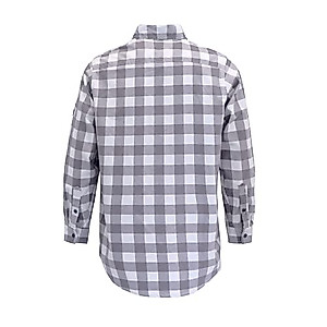 BOCOMAL FR Shirts Flame Resistant Plaid Shirt NFPA2112/CAT2 7.5oz Fire Resistant Gray/White Men's Fire Retardant Welding Shirt