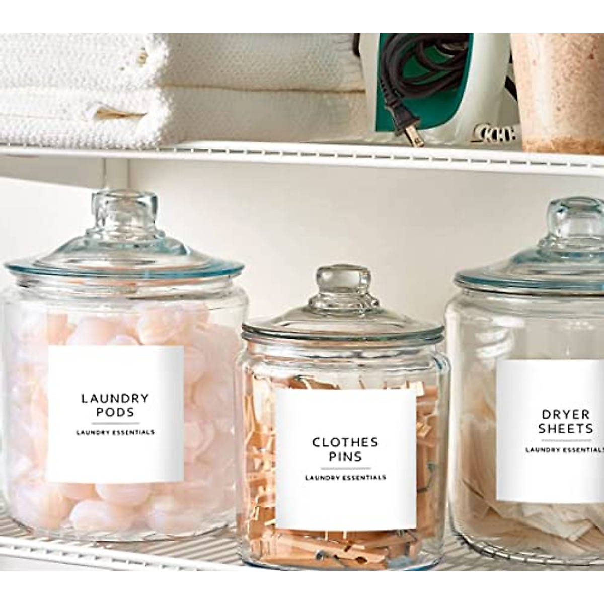 Dekluttr 144 Minimalist Laundry Labels for Organizing Linen, Storage, and Laundry Room Preprinted Organization Labels for Storage Bins Containers and Jars