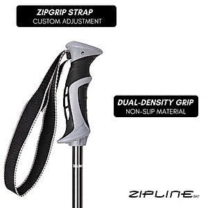 Ski Poles Graphite Carbon Composite - Zipline Lollipop U.S. Ski Team Official Supplier (Gray Carbon, 46" in./117 cm)