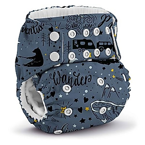 Kanga Care Rumparooz G3 Cloth Diaper Reusable One Size Pocket Diaper Patented Inner Double Gusset 2 pcs Microfiber Insert Soaker (6-35+ lbs) - Wander