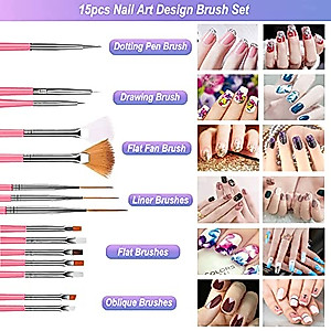 Acrylic Nail Kit with Drill, Nail Supplies with Everything Electric Nail Drill 54W U V LED Nail Light Dryer Lamp Polishing Manicure Pen, False Nail Tips Nail Files Art Brushes Nail Set for Beginner