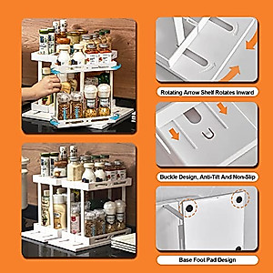 Under Sink Organizers and Storage, Rotatable Under Bathroom Cabinet Organizer, 2 Tier Sliding Under Shelf Storage Kitchen Cabinet Basket Drawer Organizer,White,S