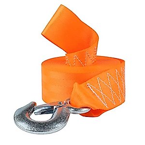 JCHL Boat Trailer Winch Strap with Hook Replacement, 2''x21' Heavy Duty Boat Winch Strap 6600lbs Capacity Boat Towing Equipment & Tie Downs for Boats, Trailer, Wave Runner, Towing Orange