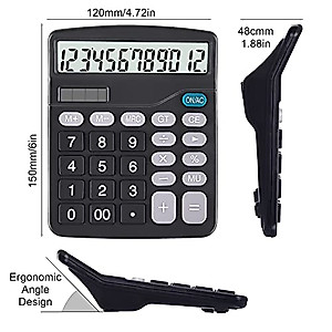 EooCoo Basic Standard Calculator 12 Digit Desktop Calculator with Large LCD Display and Sensitive Button for Office, School, Home & Business Use - Black
