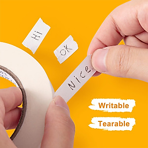 GUOKOFF Masking Tape 1/2 Inch x 55 Yards x12 Rolls, Beige White Masking Tape Painters Tape General Purpose Tape, Painting Adhesive Tape for Arts DIY Crafts Labeling