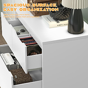 SPERTIKC Tall Chest of Drawers, 6 Drawer Dresser for Bedroom, White Dresser with Large Storage Space, Modern Dresser for Corridors and Living Rooms, 27.5" x 16" x 43.5"