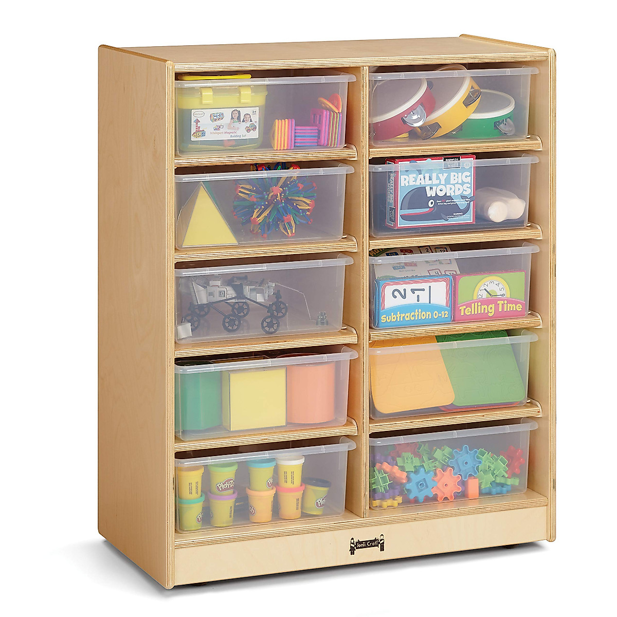 Jonti-Craft 29150JC 10 Tub Mobile Storage with Clear Tubs - Kids Classroom Storage Shelves