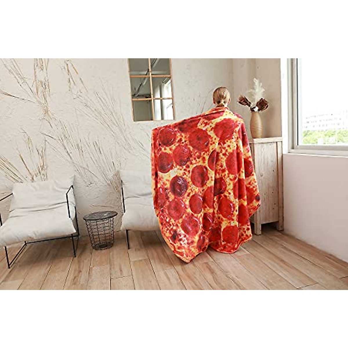Pizza Throw Fuzzy Soft Blanket for Kids and Adult, Novelty Realistic Funny Food Warm 285 GMS Cozy Flannel Blanket