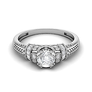 MOONEYE 5 MM Round Shape Moissanite Diamond Mother's Day Ring in 925 Sterling Silver Blossom Design (Silver, 6)