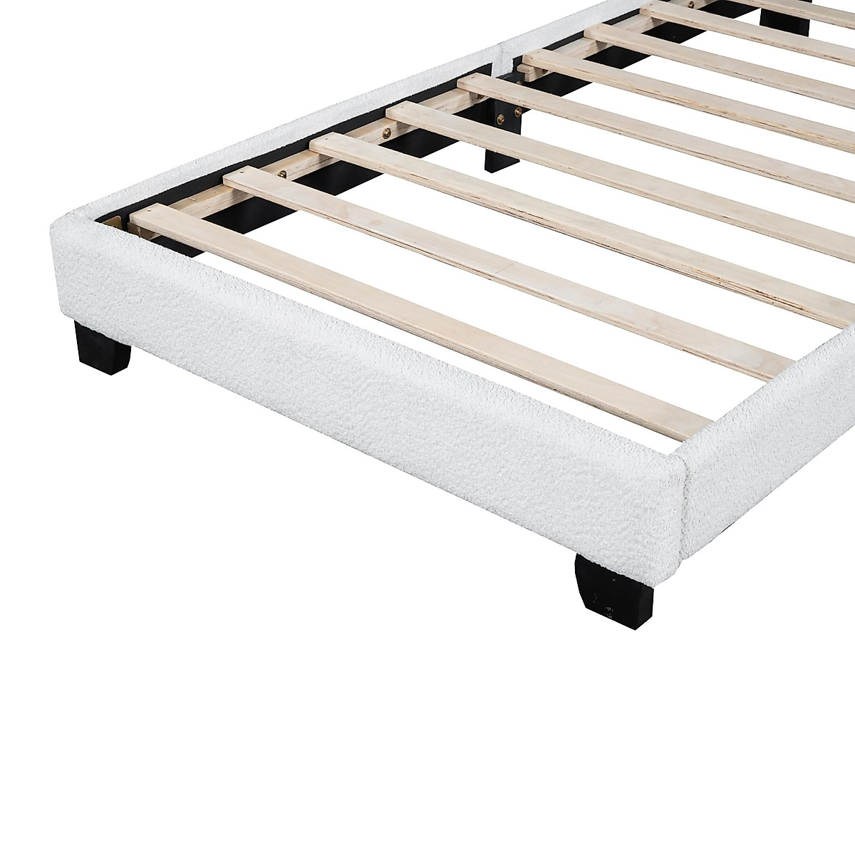 Merax Twin Size Upholstered Platform Bed Frame Boucle Fabric with Cloud-Shaped Headboard for Boys and Girls,White