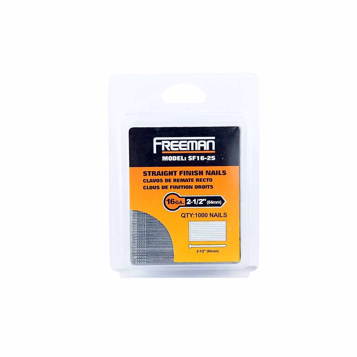 Freeman SF16-25 2-1/2-Inch by 16 Gauge Straight Finish Nail, 1000 Per Box