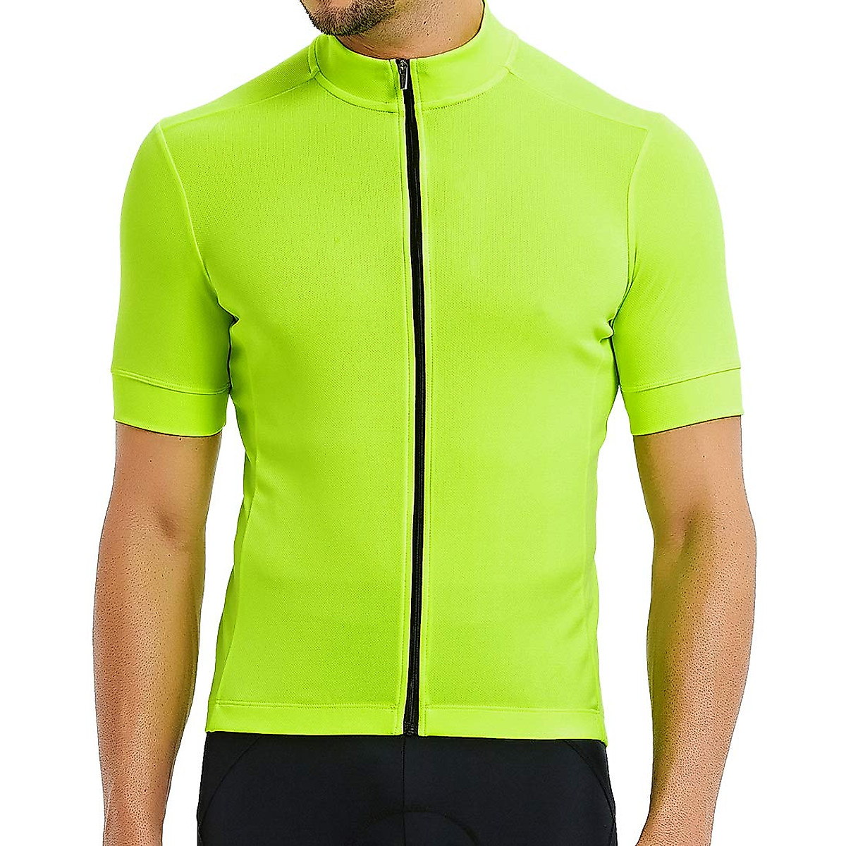 CATENA Men's Cycling Jersey Long Sleeve Shirt Running Top Moisture Wicking Workout Sports T-Shirt (F-Green-Short, L)