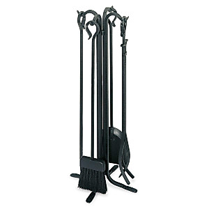 Pilgrim Home and Hearth 18003 Forged Hearth Fireplace Tool Set, 28", Matte Black